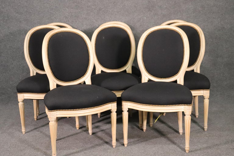 Set of 8 Oval Back French Louis XVI Style Limed Walnut Dining Chairs at ...