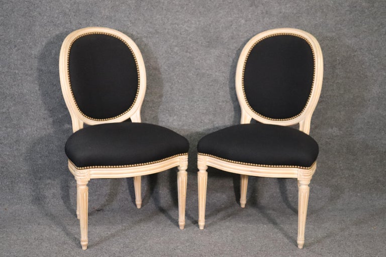 Set of 8 Oval Back French Louis XVI Style Limed Walnut Dining Chairs at ...