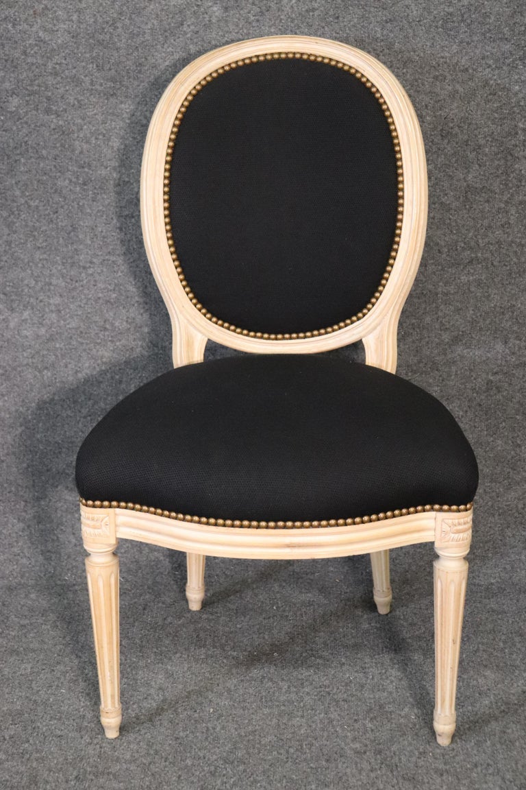 Set of 8 Oval Back French Louis XVI Style Limed Walnut Dining Chairs at ...