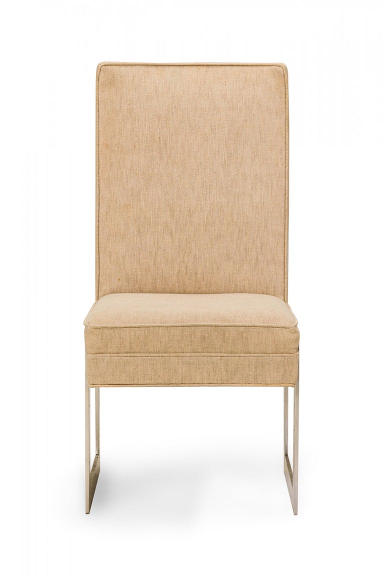 Set of 8 Pace Collection Aluminum and Beige Upholstery Dining Chairs ...