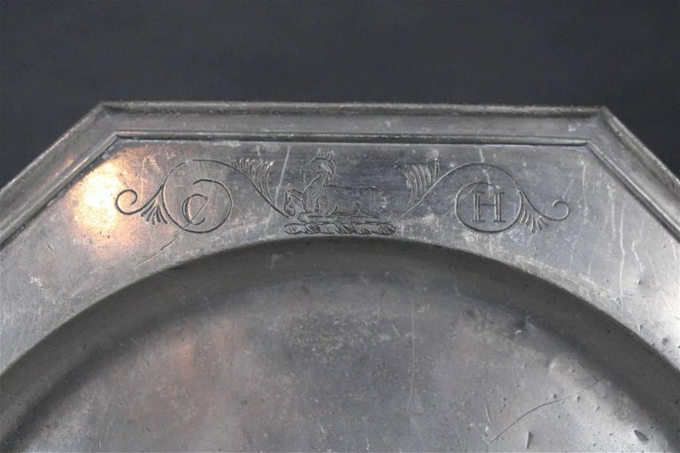 Set of 8 Pewter Octagonal Plates, 18th Century at 1stDibs