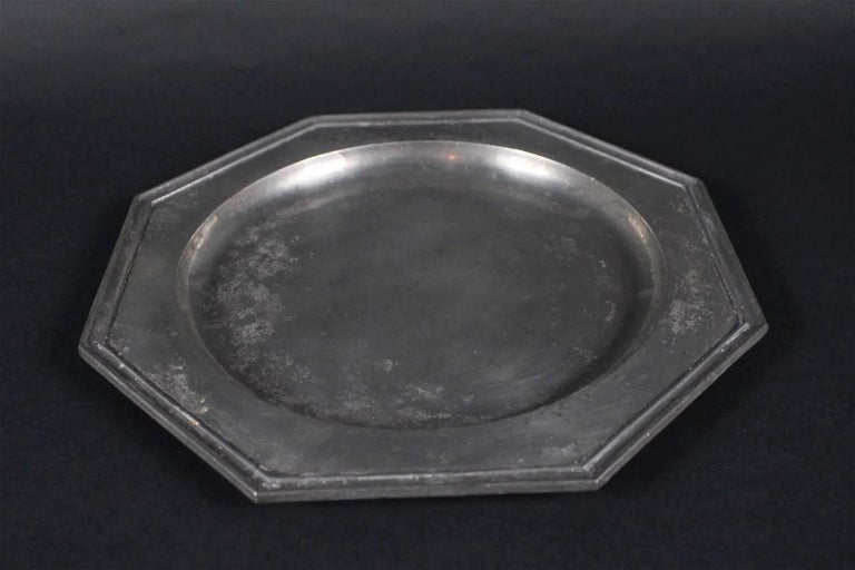 Set of 8 Pewter Octagonal Plates, 18th Century at 1stDibs