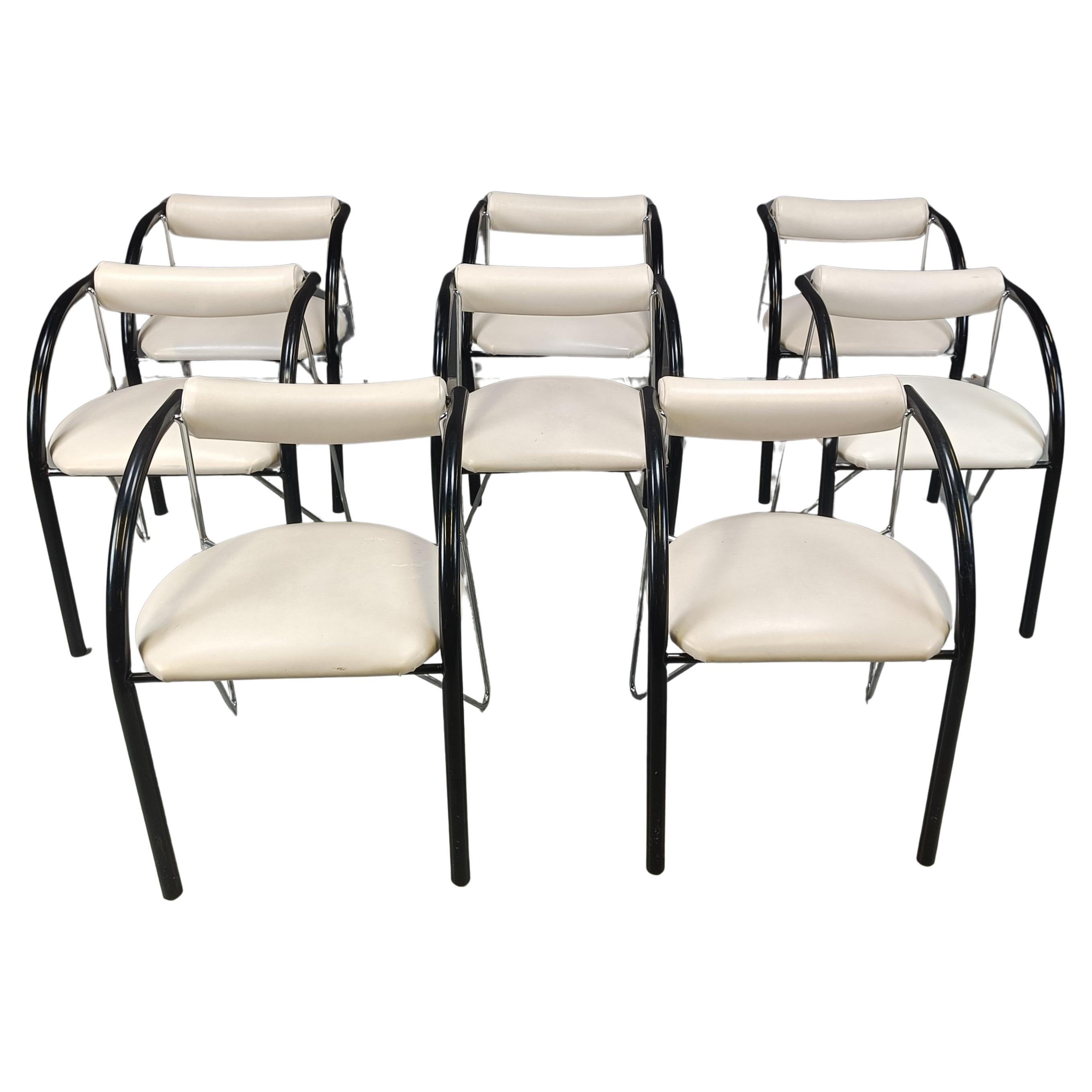 Four 1980s Postmodern High Back Parsons Chairs For Sale at 1stDibs