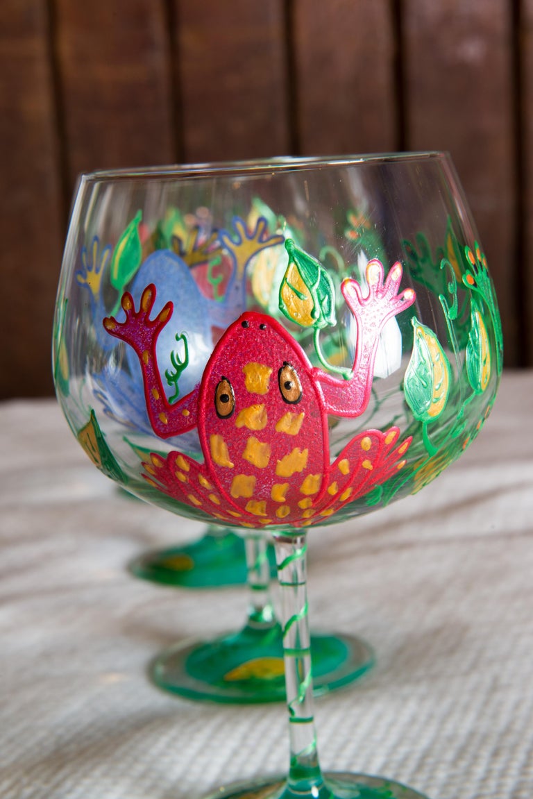 Set of 8 Red Wine Wine Frog Glasses For Sale at 1stDibs