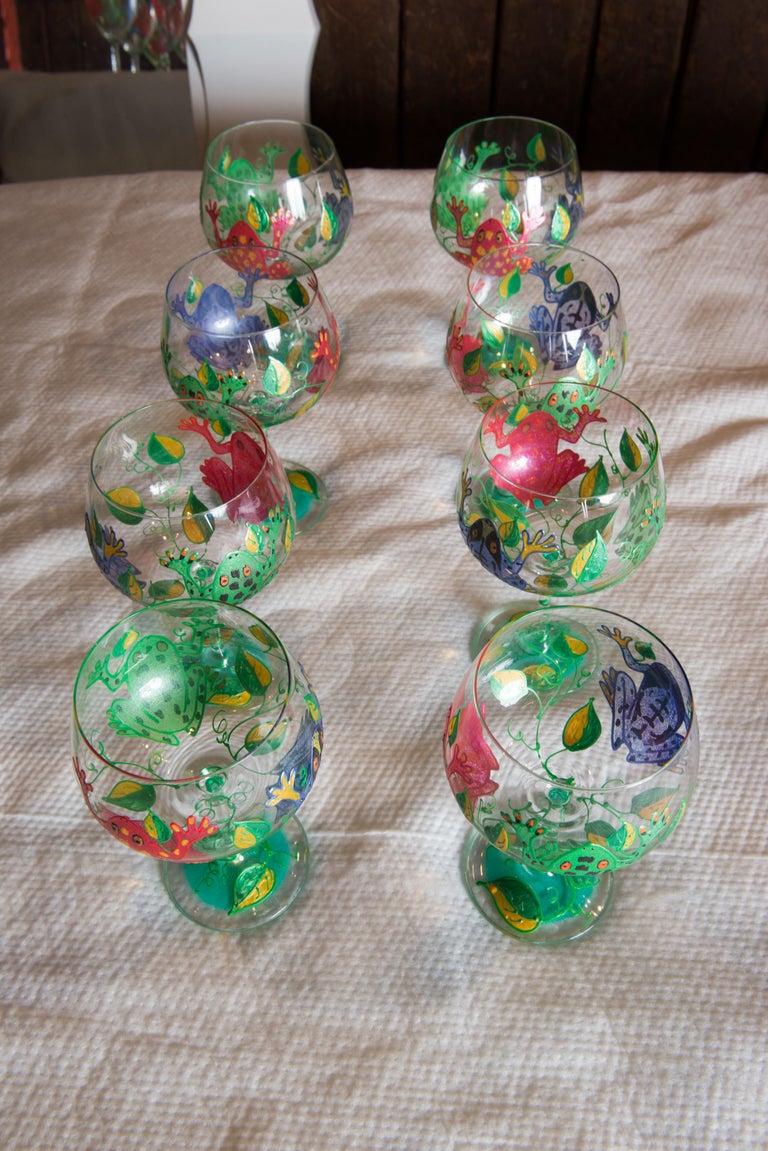 Set of 8 Red Wine Wine Frog Glasses For Sale at 1stDibs
