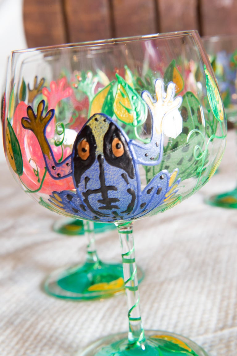 Set of 8 Red Wine Wine Frog Glasses For Sale at 1stDibs