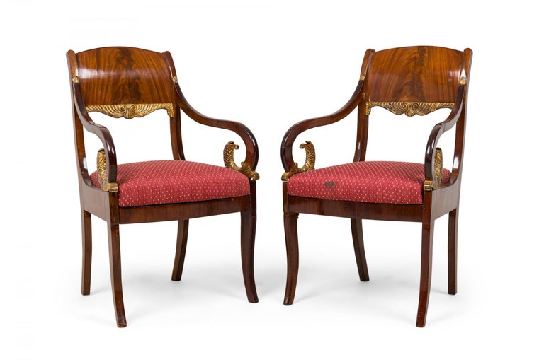 Set of 8 Russian Neo-Classical Mahogany Parcel Gilt Red Upholstered ...