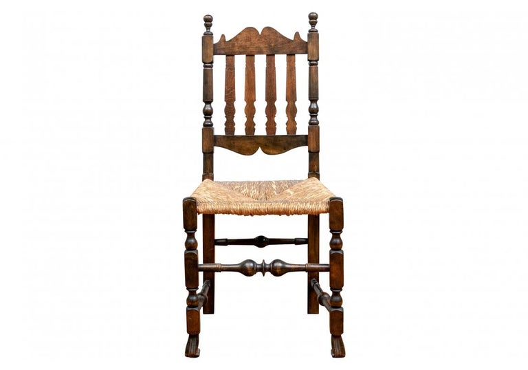 Set of 8 Rustic Banister Back Side Chairs For Sale at 1stDibs