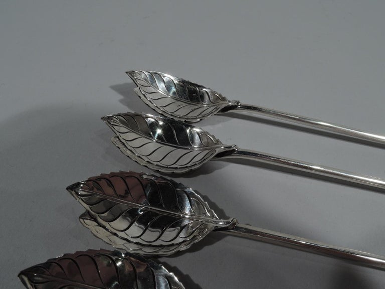 Set of 8 Tiffany Modern Sterling Silver Leaf Drink Stirrers at 1stDibs