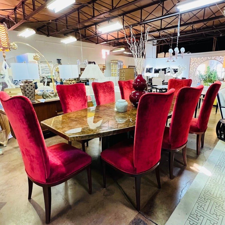 Set of 8 Velvet Bernhardt Dining Chairs For Sale at 1stDibs