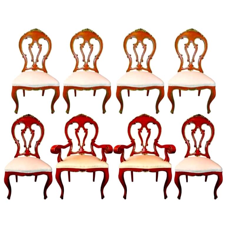 Set of 8 Venetian Baroque Style Dining Chairs For Sale at 1stDibs