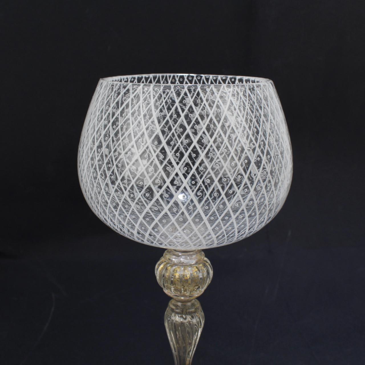 Set of 8 Venetian or Murano Glass Reticulo Filigrana Decorated Wine ...