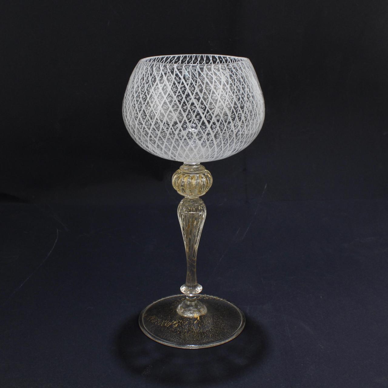 Set of 8 Venetian or Murano Glass Reticulo Filigrana Decorated Wine ...