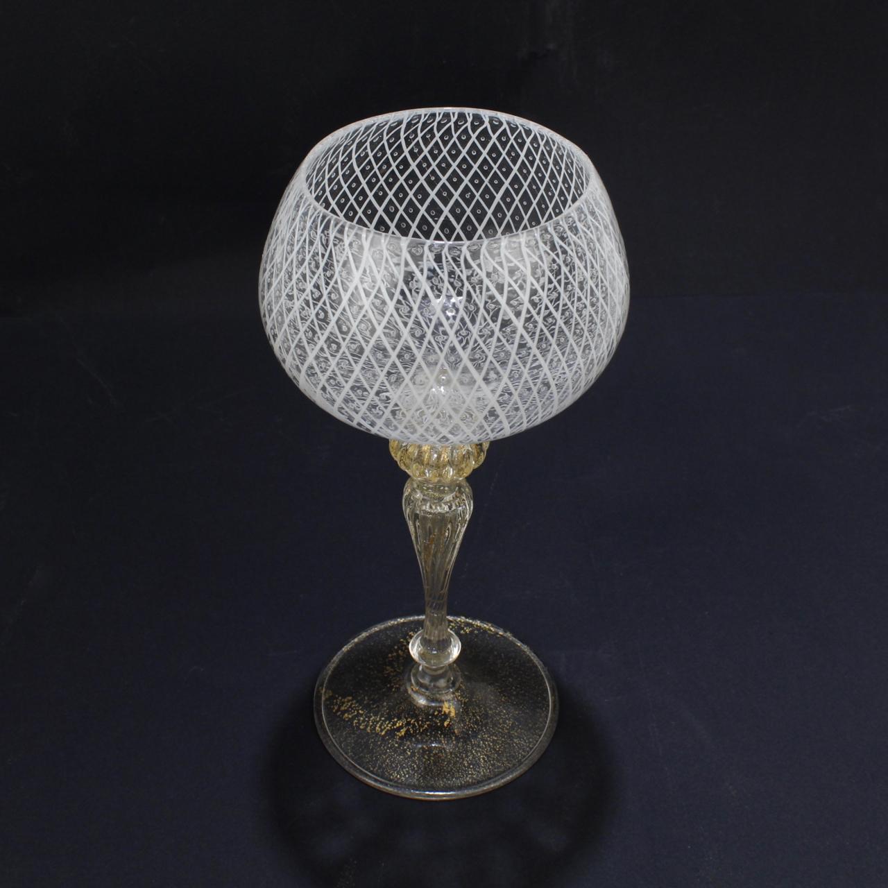 Set of 8 Venetian or Murano Glass Reticulo Filigrana Decorated Wine ...