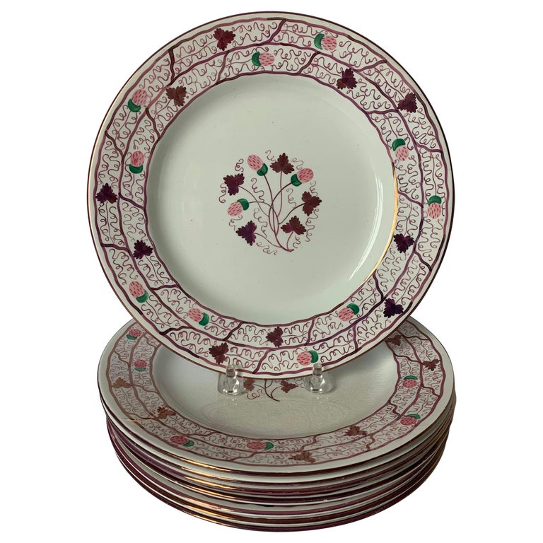 Wedgwood Lustre Pink Strawberry Desert Plates, Set of 8 at 1stDibs
