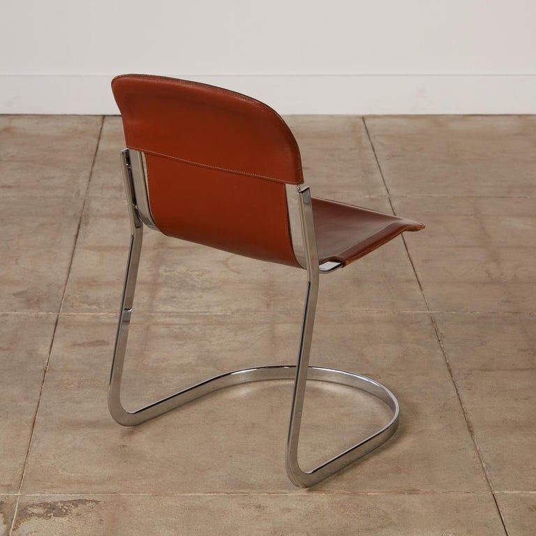 Set of 8 Willy Rizzo Chrome and Leather Dining Chairs for Cidue at 1stDibs