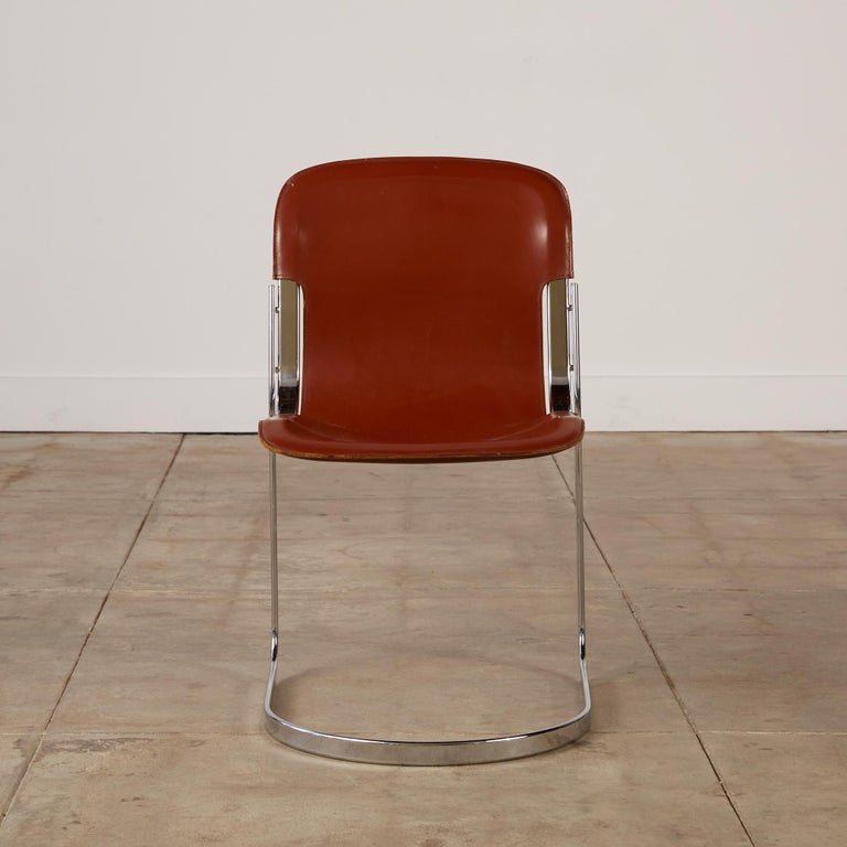 Set of 8 Willy Rizzo Chrome and Leather Dining Chairs for Cidue at 1stDibs