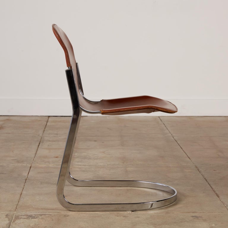 Set of 8 Willy Rizzo Chrome and Leather Dining Chairs for Cidue at 1stDibs