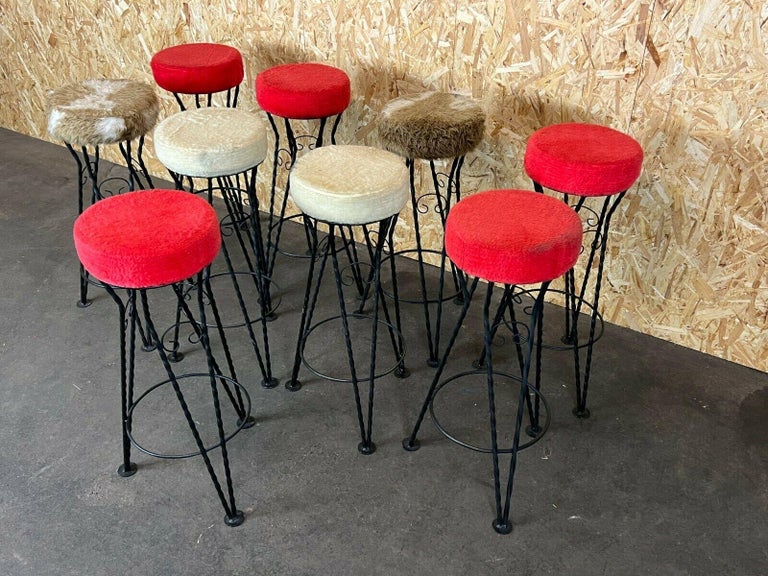 Set of 9 50s 60s Bar Stools Bar Stools Brutalist Iron Cast Design 50s ...