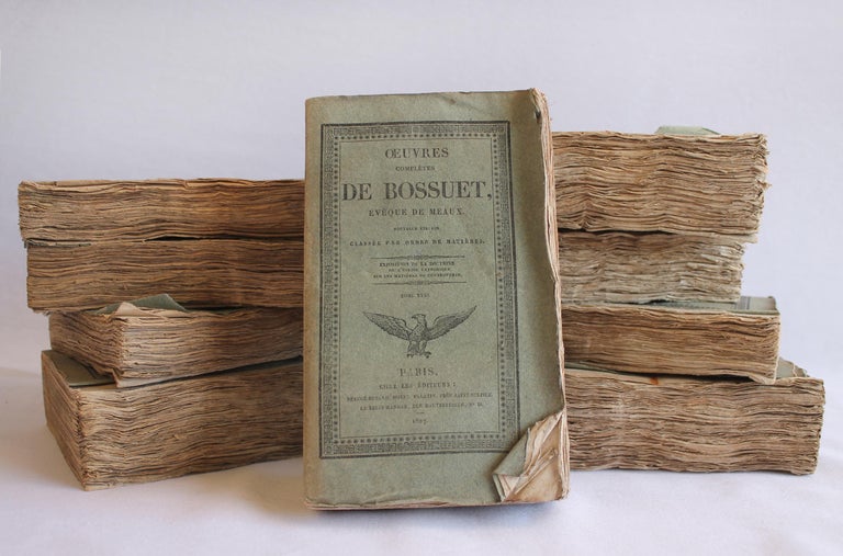Set of 9 Antique Paper Bound Books Oeuvres de Bossuet at 1stDibs