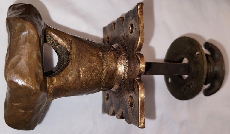 Set of 9 Art Nouveau Hand Beaten Bronze Door Handles with Plates For ...