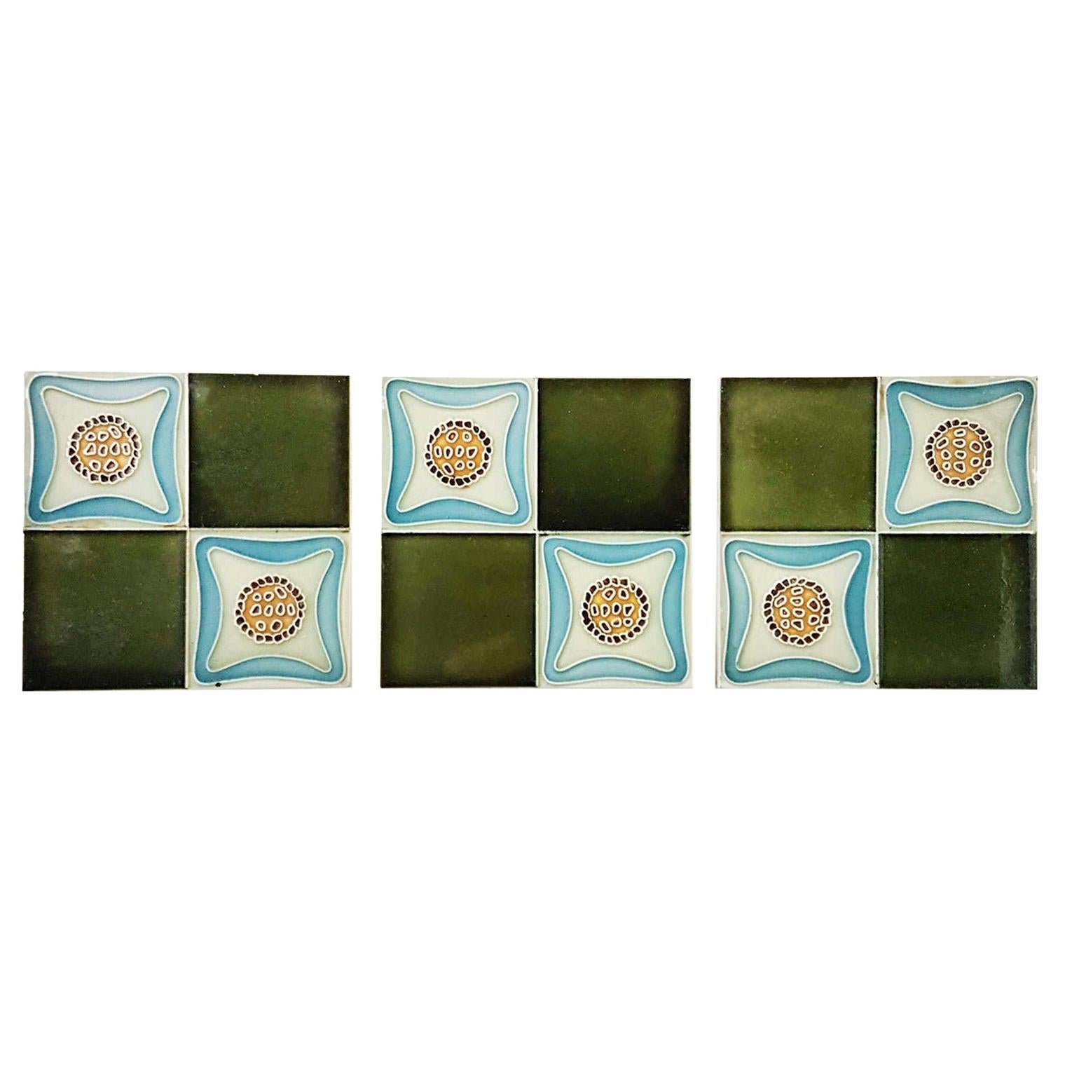 Set of 9 Glazed Art Deco Relief Tiles, Muster, 1930s For Sale at ...