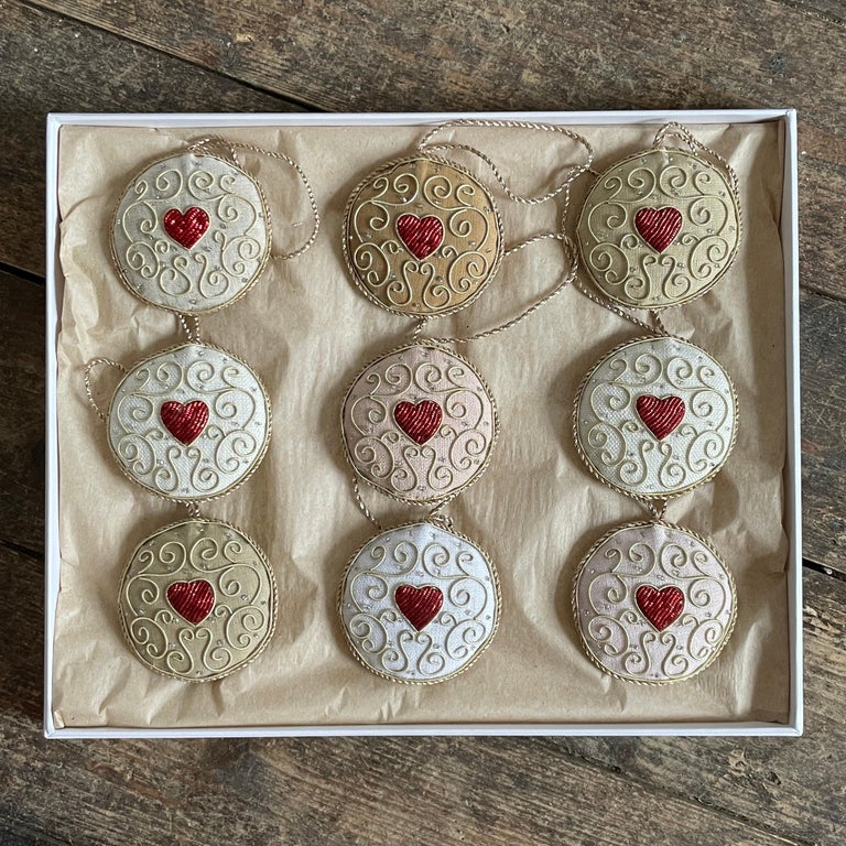 Set of 9 Limited Edition Artisan Irish Linen Jammie Biscuit Ornaments ...