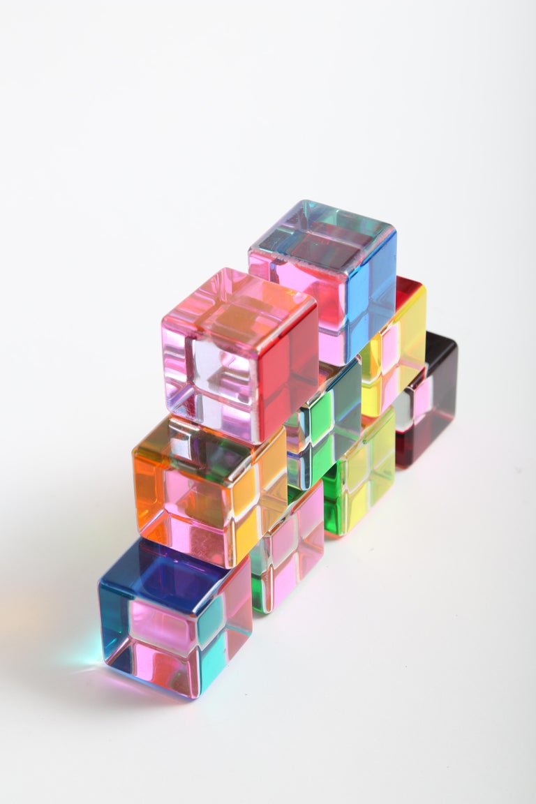 Set of 9 Lucite Cubes by Vasa Velizar Mihich at 1stDibs | vasa cubes