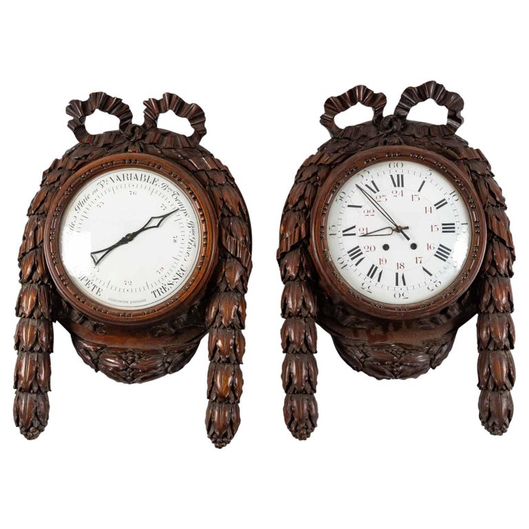 Set of a Barometer and a Clock, 19th Century For Sale at 1stDibs