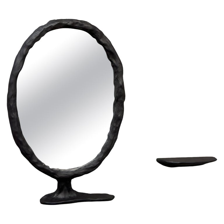 Set of Abstract Wood Mirror and Little Shelf by Atelier Monochrome For ...