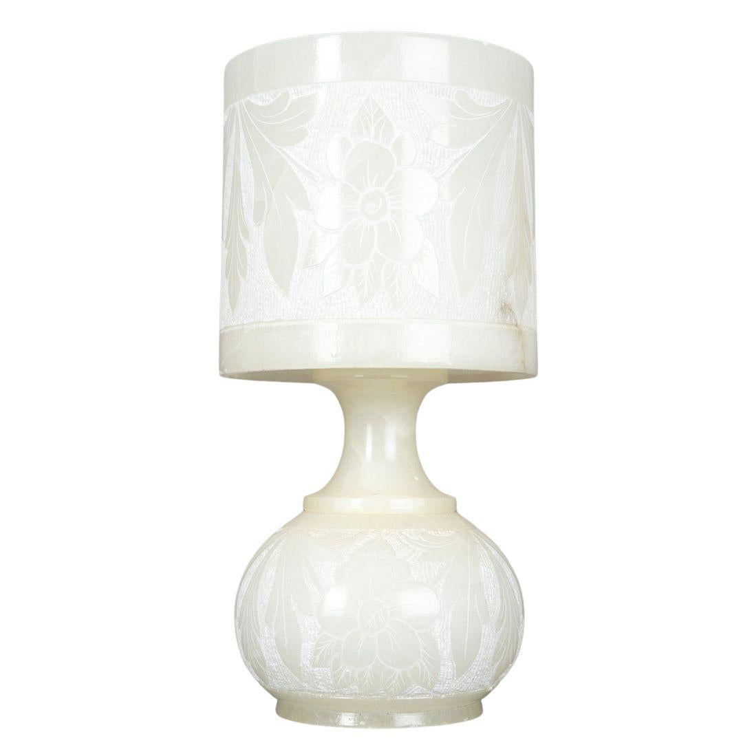 Set of Alabaster Table Lamps with Floral Decorations from the 1980s For ...