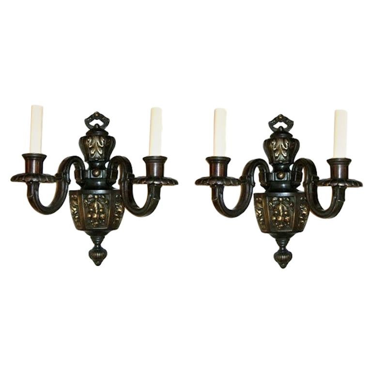 Set of American Bronze Sconces, Sold in Pairs For Sale at 1stDibs