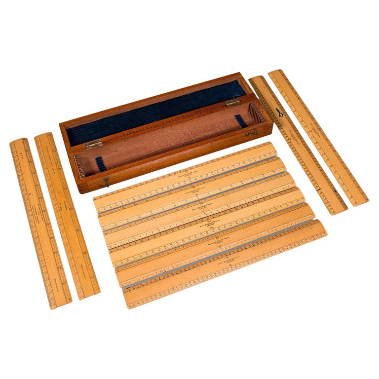 Set of Antique Draughtsman's Rules, English, Engineer's Instrument Set ...