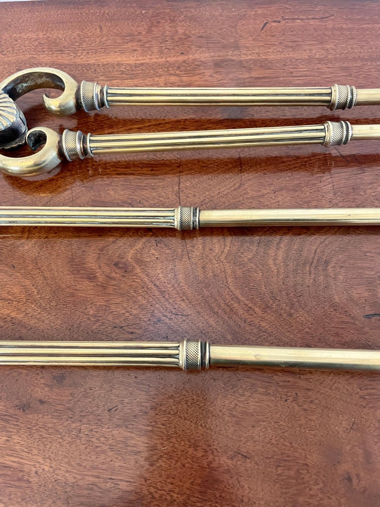 Set of Antique George III Quality Brass Fire Irons For Sale at 1stDibs