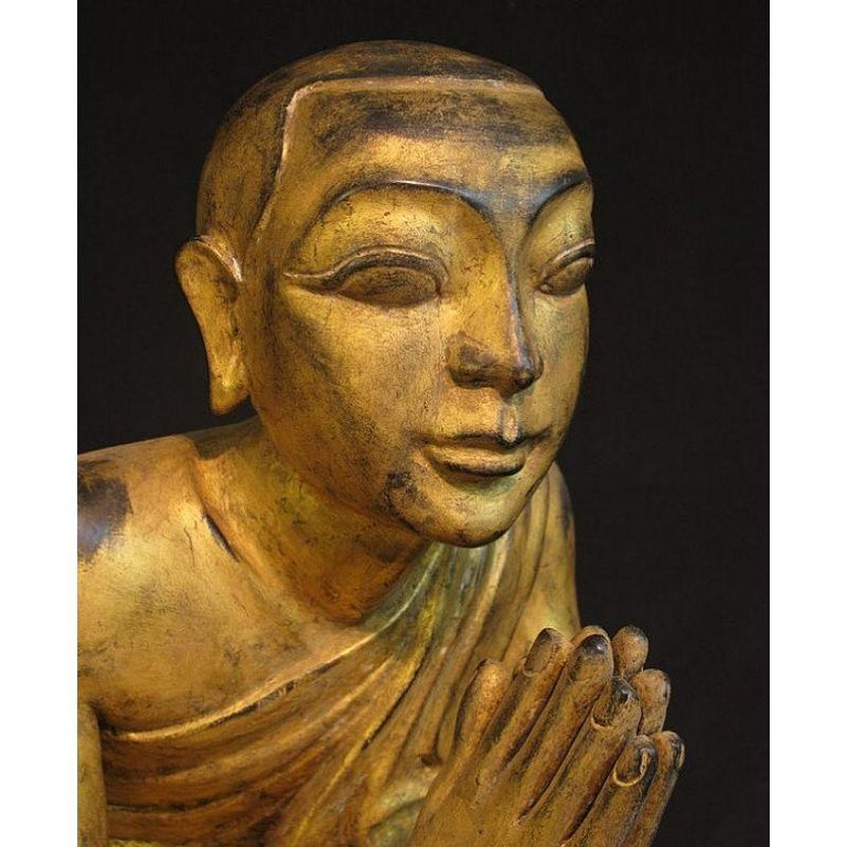 Set of antique monk statues from Burma For Sale at 1stDibs