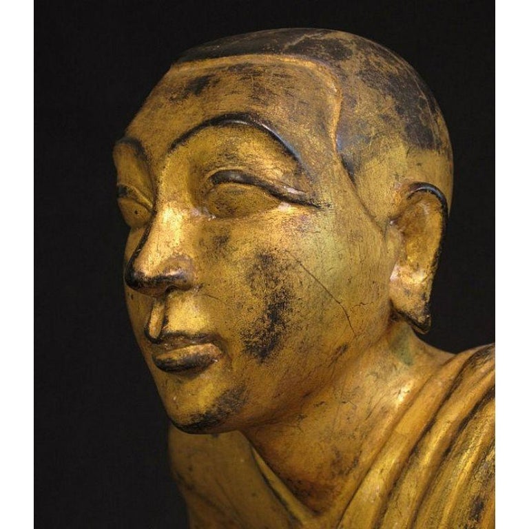 Set of antique monk statues from Burma For Sale at 1stDibs