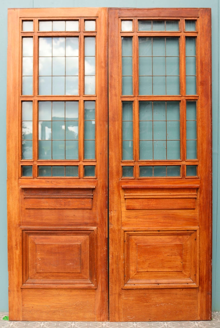 Set of Antique Teak Copper Light Doors For Sale at 1stDibs