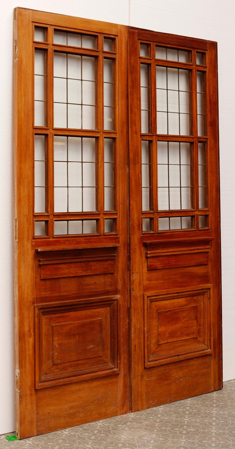 Set of Antique Teak Copper Light Doors For Sale at 1stDibs