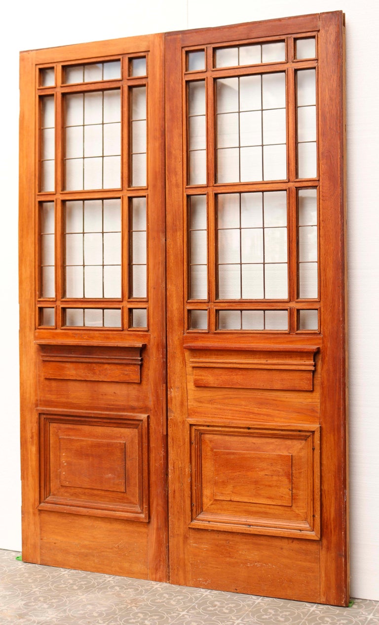 Set of Antique Teak Copper Light Doors For Sale at 1stDibs