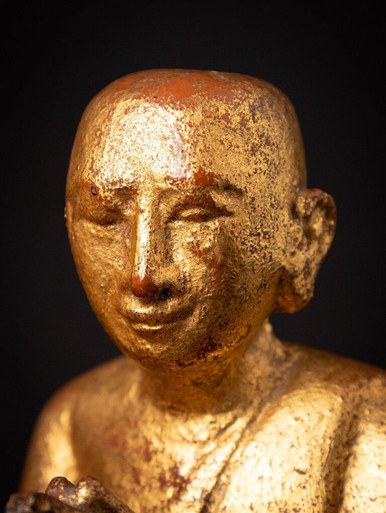 Set of Antique Wooden Burmese Monk Statues from Burma For Sale at 1stDibs