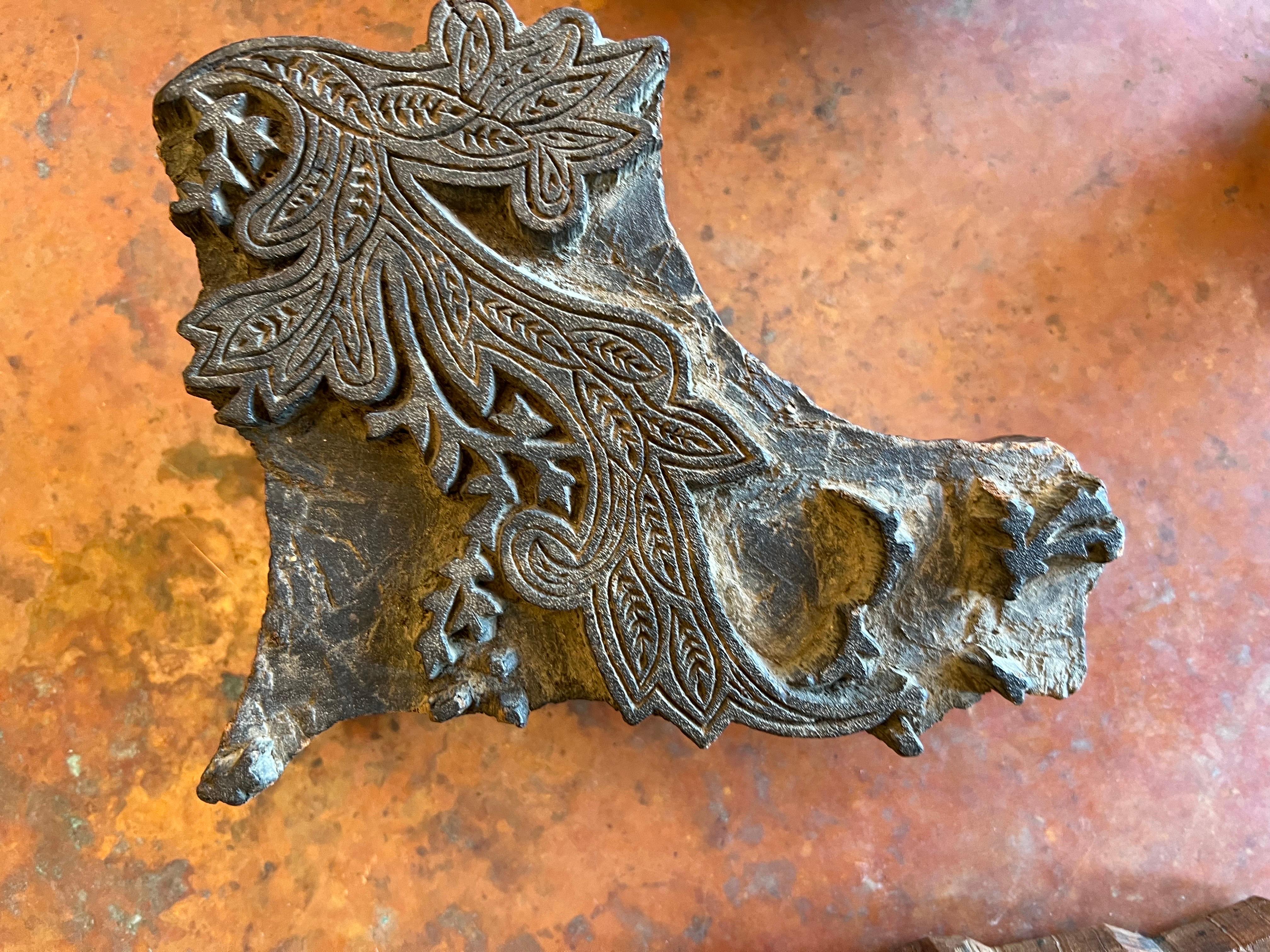 Set of Antique Wooden Printing Textile Blocks For Sale at 1stDibs