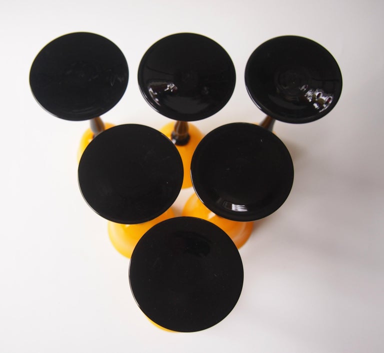 Set of Bohemian Art Deco Orange and Black 'Tango' Glasses by Harrach at ...