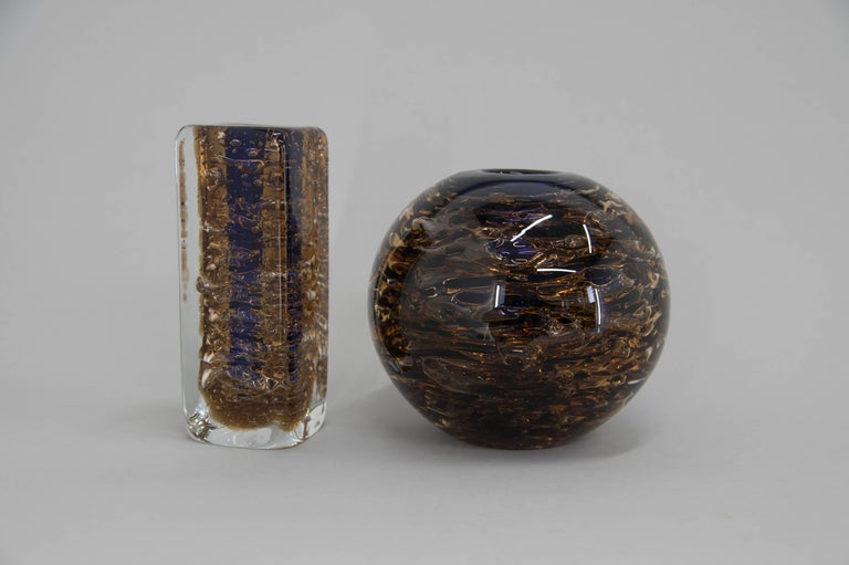 Set of Art Glass Vases by Frantisek Vizner for Skrdlovice, Czech, circa ...