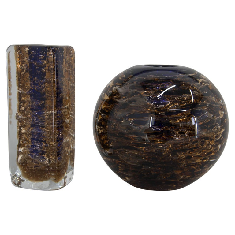 Set of Art Glass Vases by Frantisek Vizner for Skrdlovice, Czech, circa ...