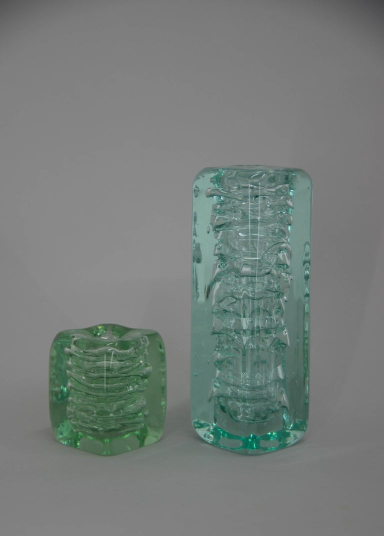 Set of Art Glass Vases by Vizner for Skrdlovice, Czechoslovakia, circa ...