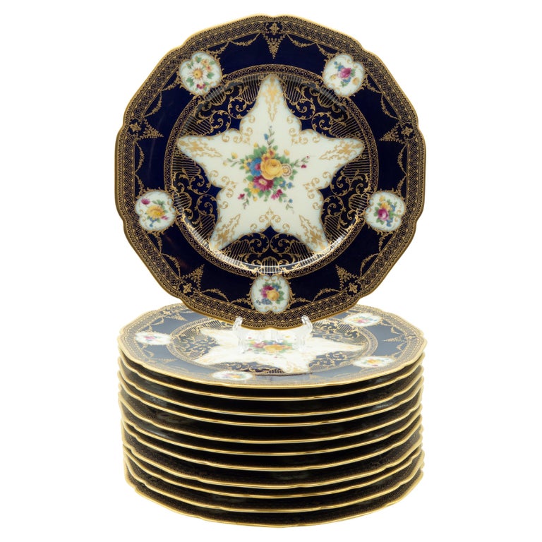 Set of Black Night Porcelain Dinner Plates For Sale at 1stDibs