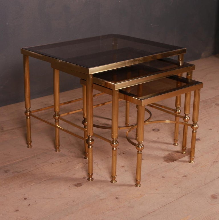Set of Brass and Glass Tables For Sale at 1stDibs