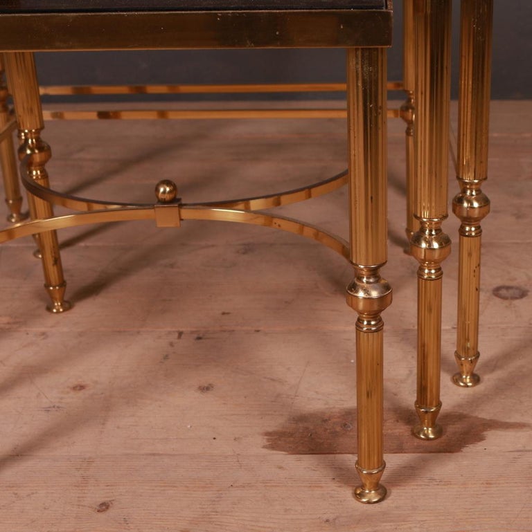 Set of Brass and Glass Tables For Sale at 1stDibs