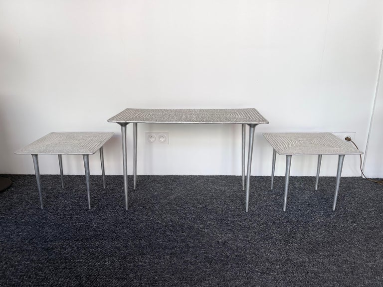 Set of 3 Cast Metal Coffee Side Tables, Italy, 1990s For Sale at 1stDibs