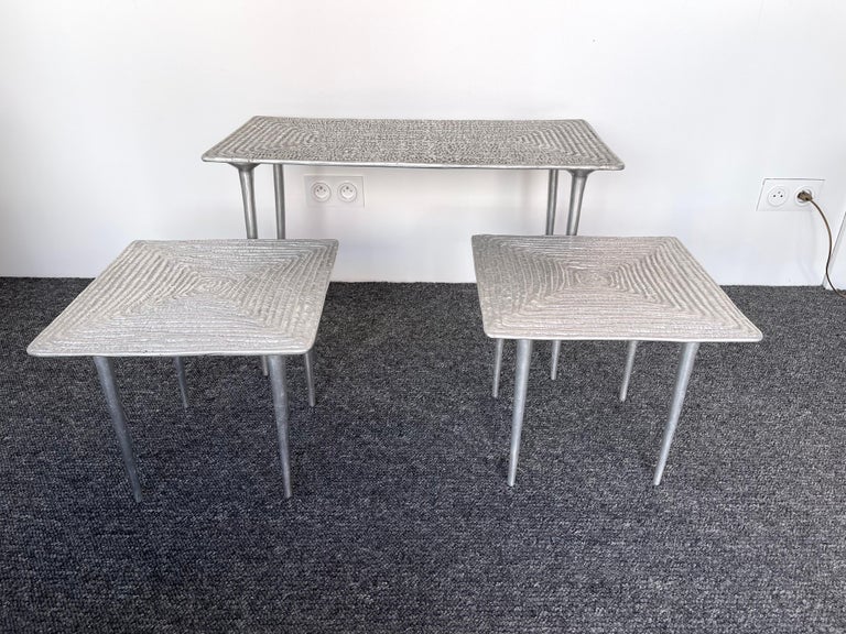 Set of 3 Cast Metal Coffee Side Tables, Italy, 1990s For Sale at 1stDibs